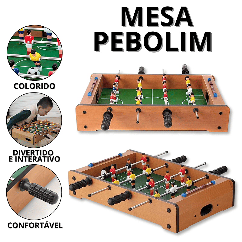 Mesa de Pebolim Infantil de Madeira - We commerce