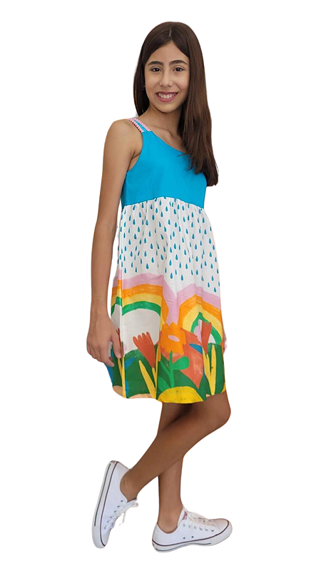 Vestido Infantil Elisa Azul - Mini Lele Moda Infantil