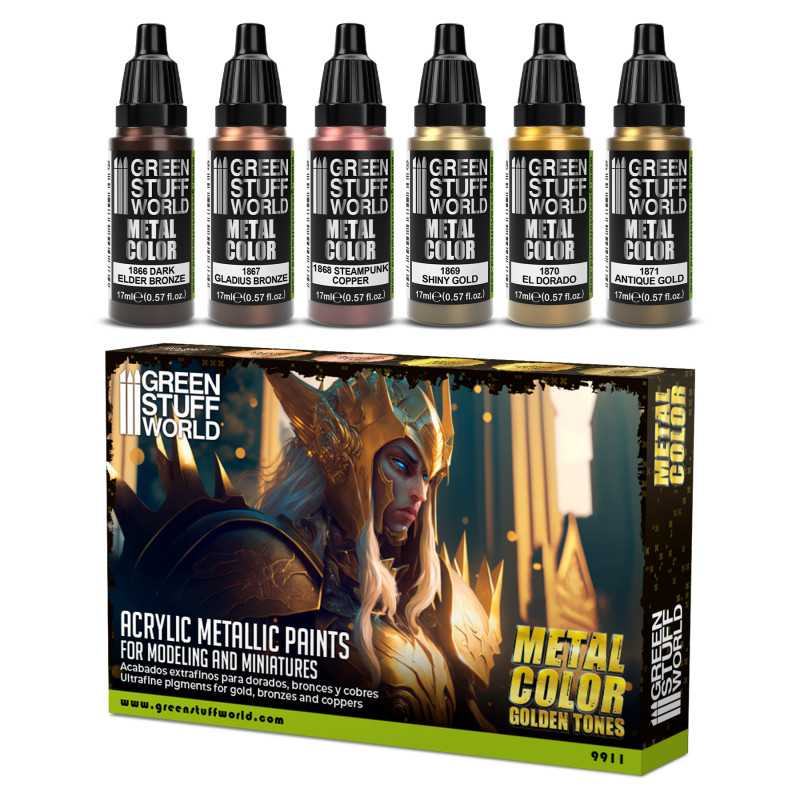 Conjunto Tintas Metálicas GOLD - Green Stuff World (Box x6 17ml) - Sua ...