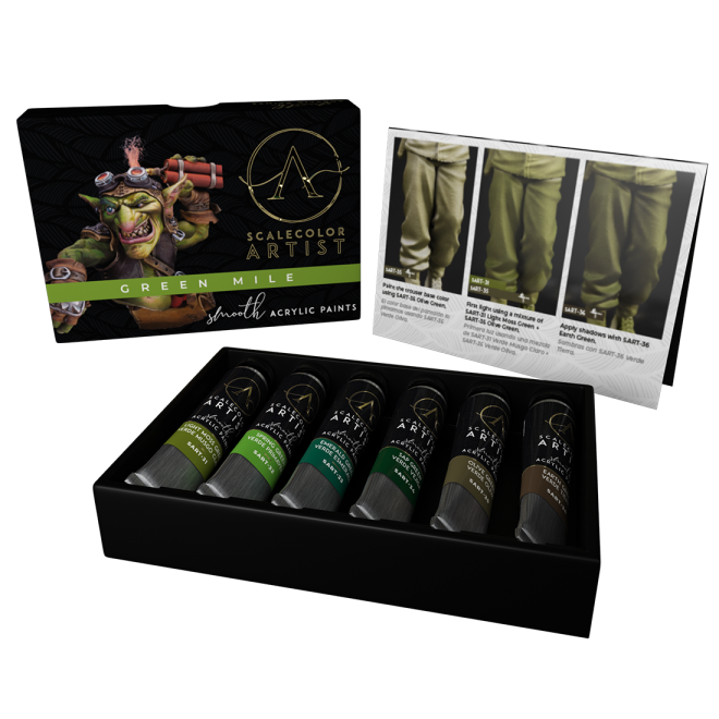 Conjunto Tintas Acrílicas Artist - GREEN MILE - Scale75 (Box x6 20ml) - Sua loja de pintura!