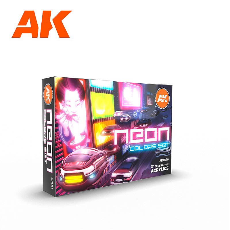 Conjunto Tintas Acrílicas NEON COLORS - AK Interactive (Box x6 17ml ...