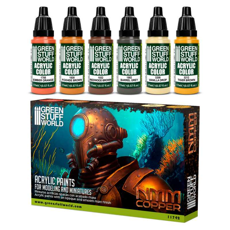 Conjunto Tintas Acrílicas NMM COPPER - Green Stuff World (Box x6 17ml ...