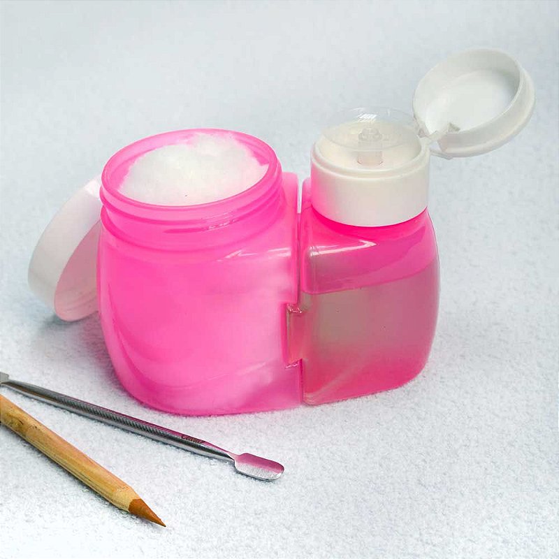 DOSADOR DE ACETONA C/ PORTA ALGODÃO ROSA SANTA CLARA - I Love Nails - A ...