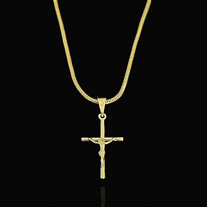 PINGENTE CRUCIFIXO COM JESUS (1g- 2x2,5cm)- BANHO DE OURO 18k - DELUXE ...
