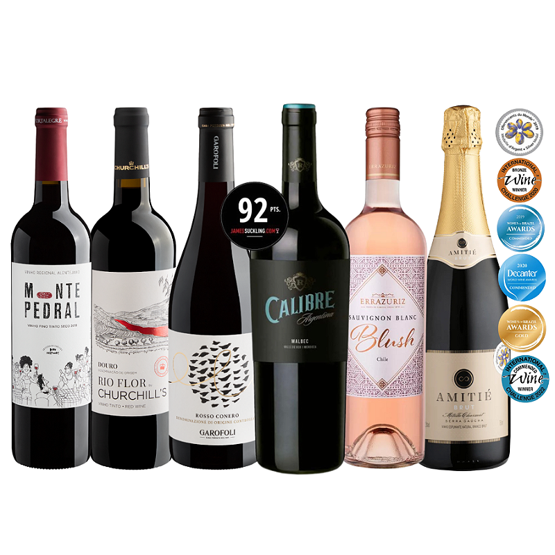 Kit Vinhos Pelo Mundo - 6 garrafas - Língua Roxa Wines