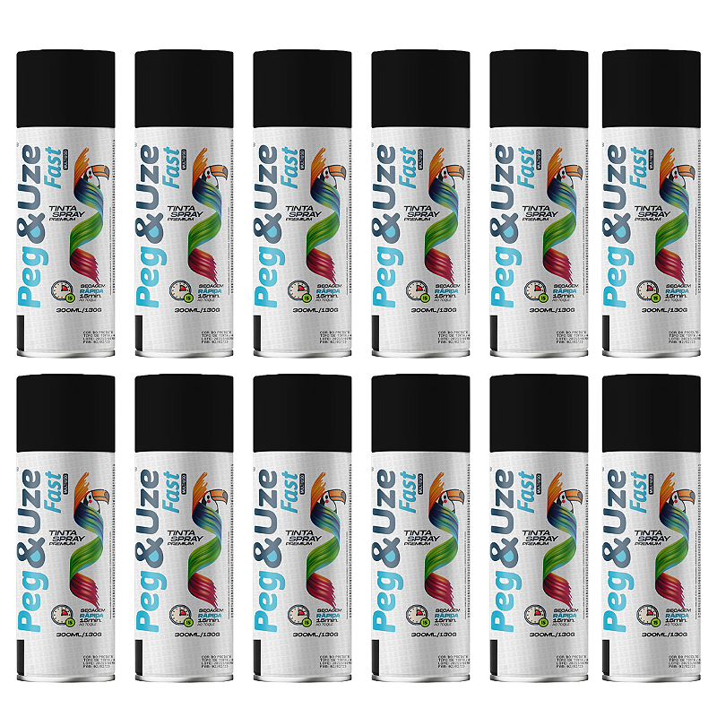 KIT 12 Spray Peg&Use 300ml Uso Geral COR PRETO FOSCO - suzer