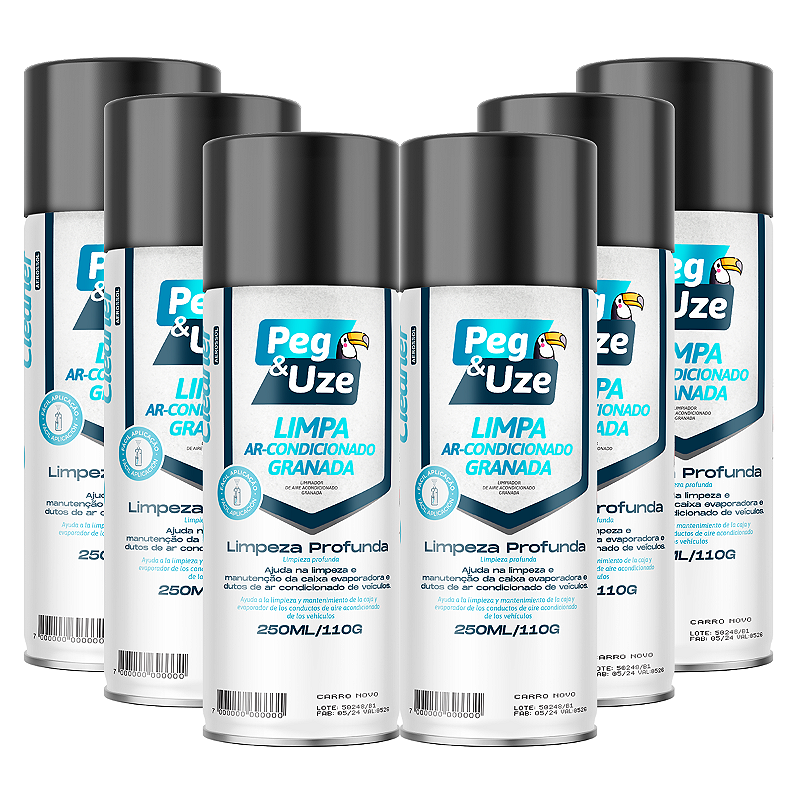 6 Limpa Ar Condicionado Higienizador Aroma Carro Novo 250ml - suzer