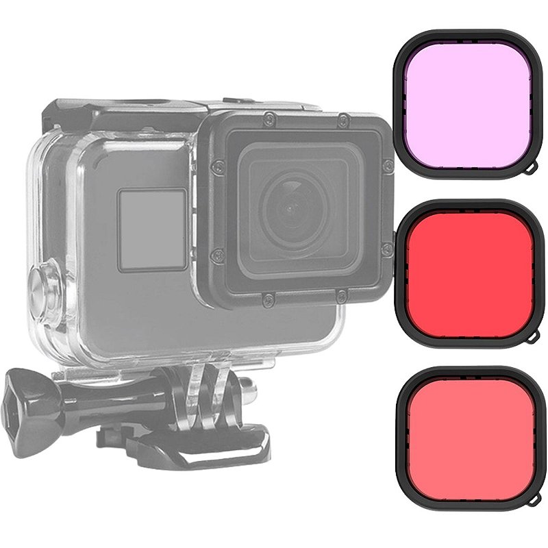 Kit 3 Filtros Mergulho Caixa Estanque Gopro Hero 7 Magenta - Loja do ...