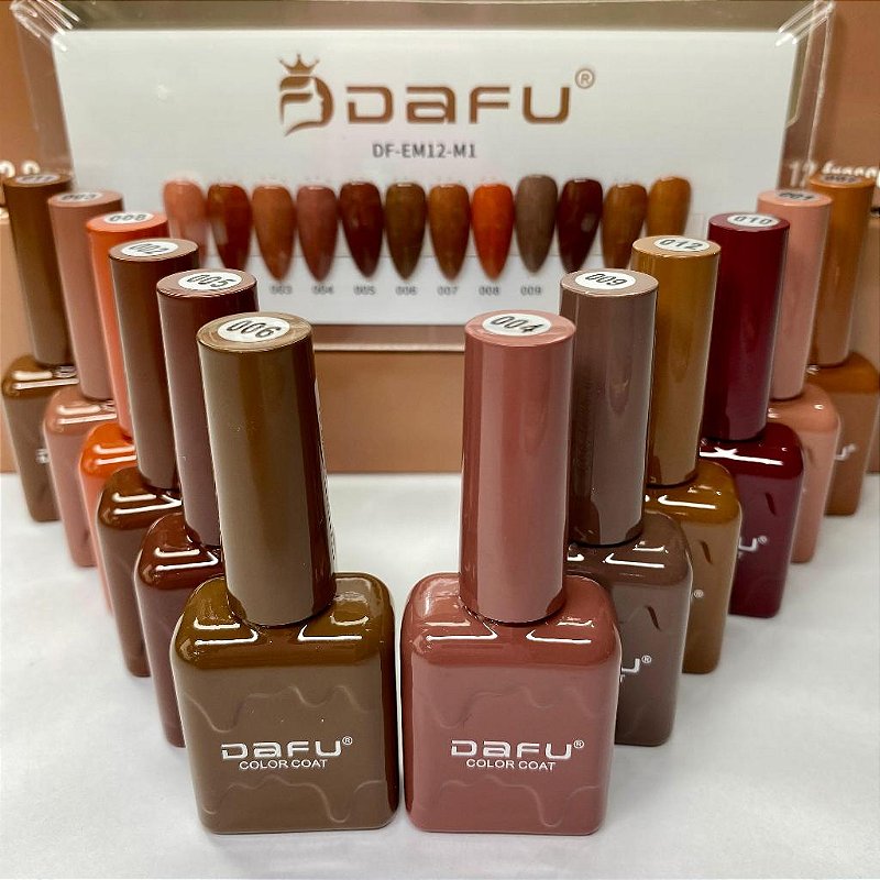 Kit 12 Esmaltes Tons De Marrom Dafu Atacadão Dos Esmaltes
