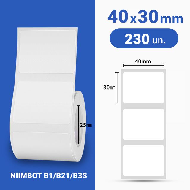 Rolo de etiquetas 40x30mm (230pçs) - Niimbot Brasil