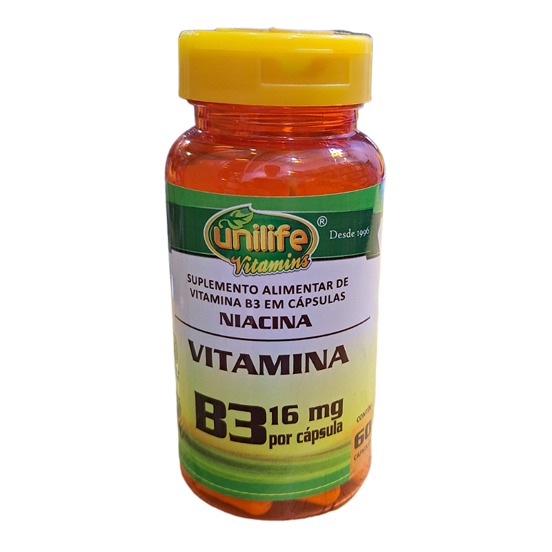 Vitamina B3 Niacina 60 Cápsulas - Unilife - ABRAÃO ERVAS