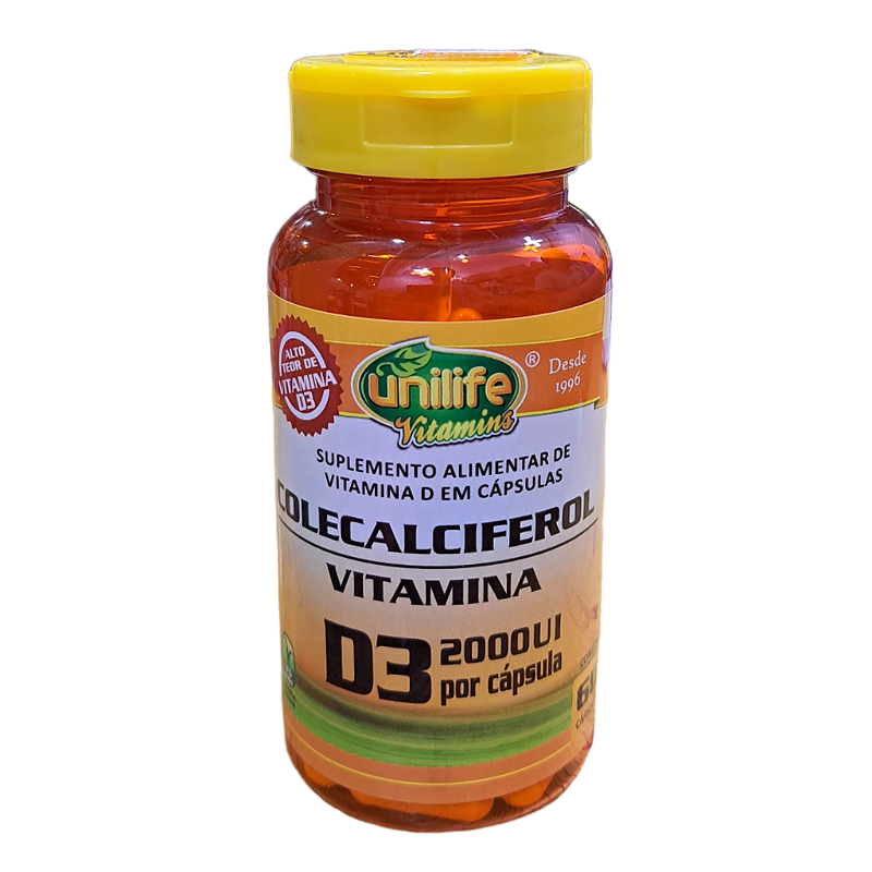 Vitamina D3 2000UI Colecalciferol 60 Cápsulas - Unilife - ABRAÃO ERVAS
