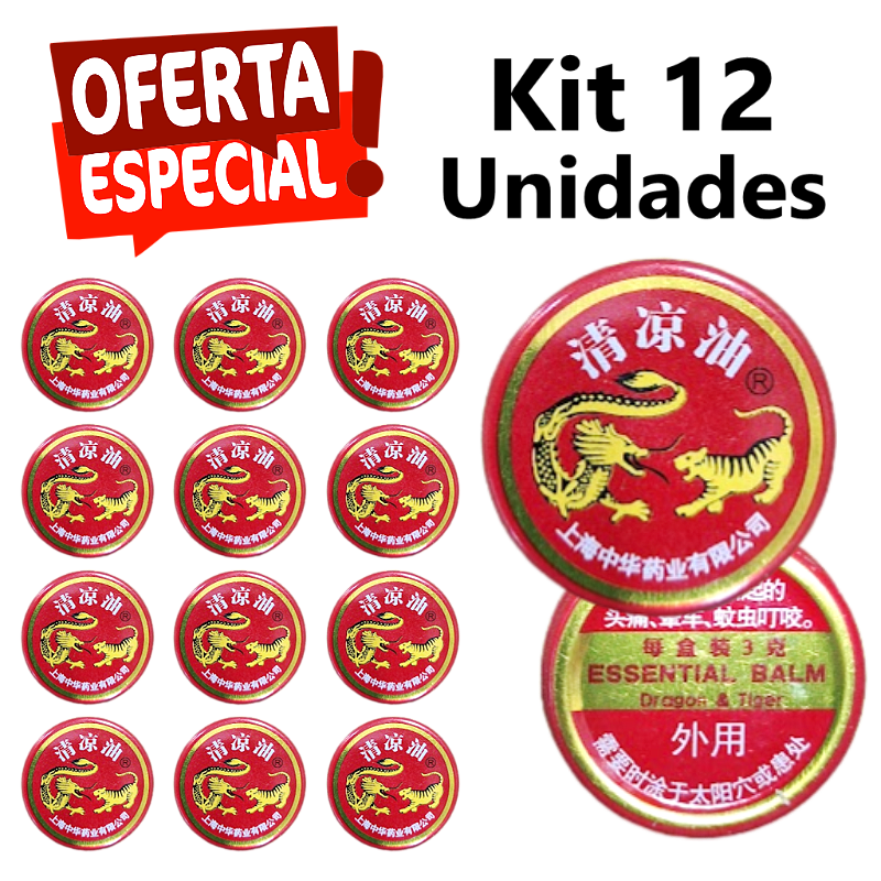 Pomada chinesa Tigre e Dragão - 3g - Cx. 12 Unidades - ABRAÃO ERVAS