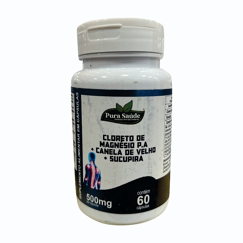 Cloreto de magnésio p.a + Canela de velho + Sucupira 60 cápsulas - Pura Saúde - ABRAÃO ERVAS