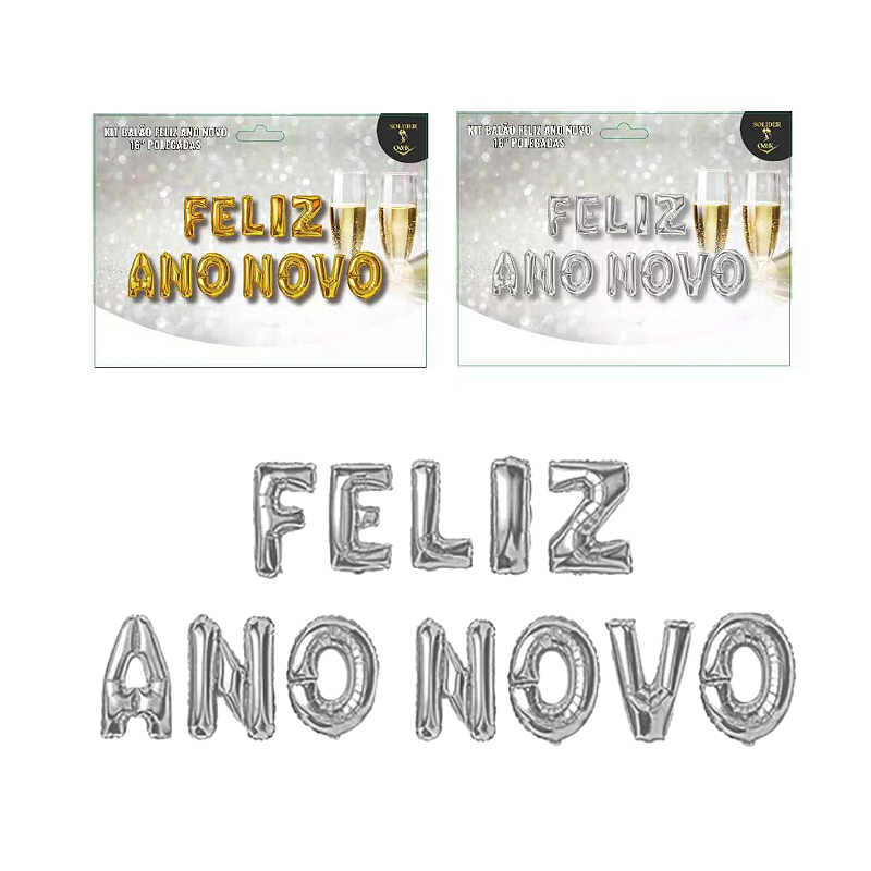 Kit Balão Feliz Ano Novo 16 Polegadas - Solider Embalagens