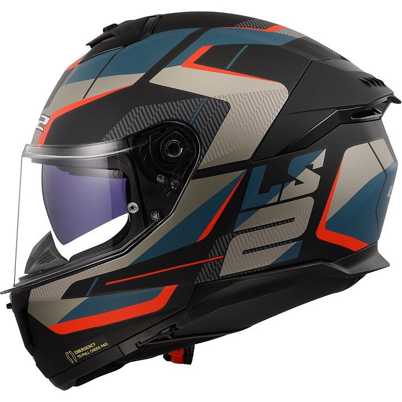 Capacete Ls2 Stream II FF808 Road Preto Fosco Azul - Maremoto