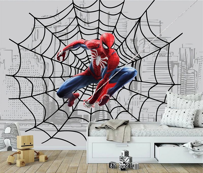 Papel De Parede Auto Adesivo Homem Aranha Teia M² - criedecoreadesivos