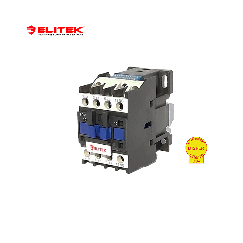Contator NC1 ECP-1210 12A 3P+1NA 220V - Elitek - Disfer