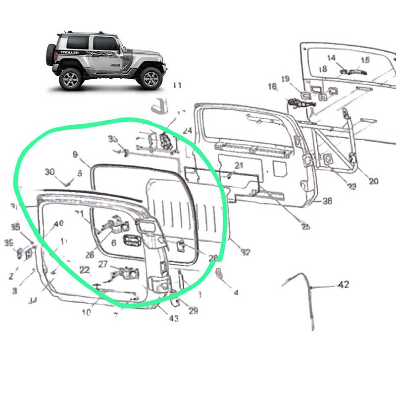 BORRACHA VEDAÇÃO PORTA MALAS TROLLER 2015 A 2021 - MEUJIPE PEÇAS TROLLER