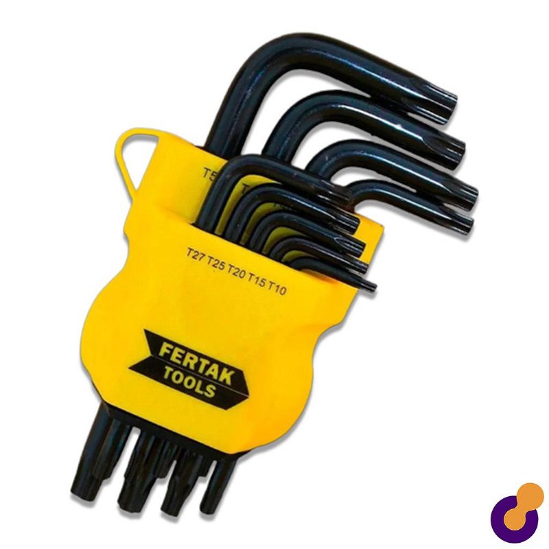 Jogo de Chaves Torque/Torx com 9 Peças CRV Top Pequena Ferramentas ...