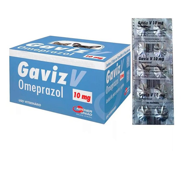 Kit Gaviz V 10mg Omeprazol Para Cães e Gatos Com 50 Comprimidos Agener ...