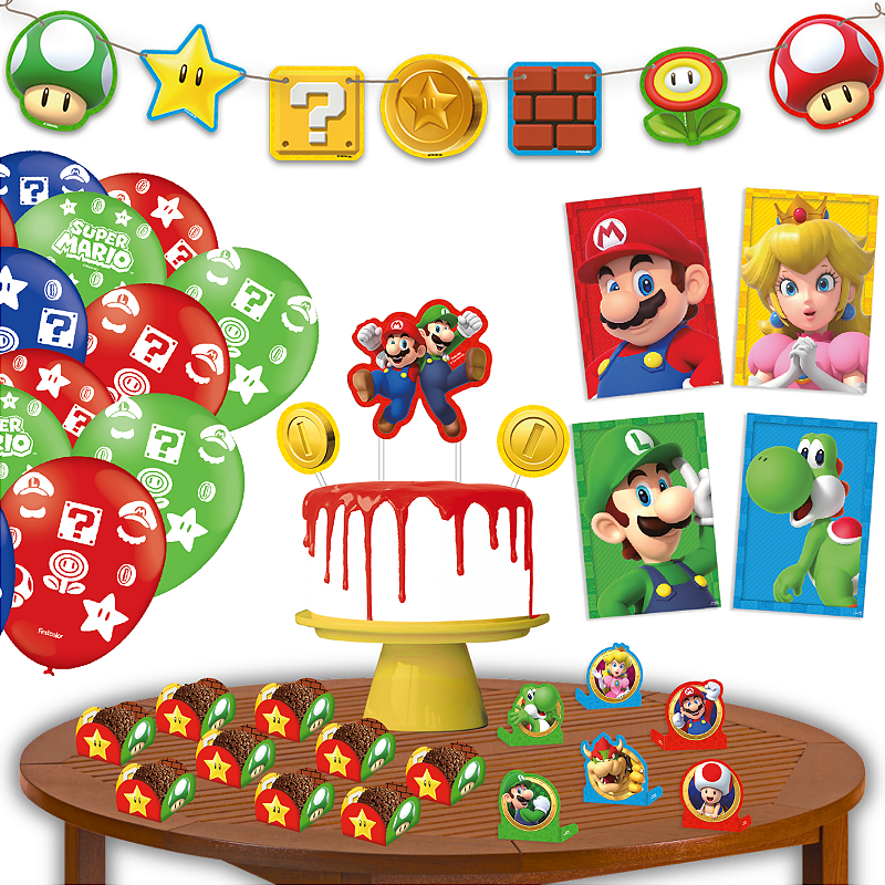 Kit Festa Super Mario 62 Peças Comemoração Aniversário Kid Criança ...