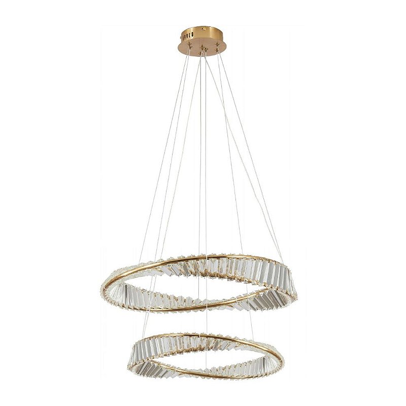 Pendente Domino Led 3000K 80W 6400lm Ø80cm Metal e Cristal Dourado ...