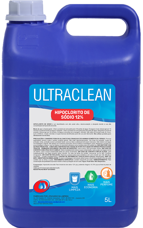 HIPOCLORITO DE SÓDIO 5 LITROS - VICNOR QUÍMICA