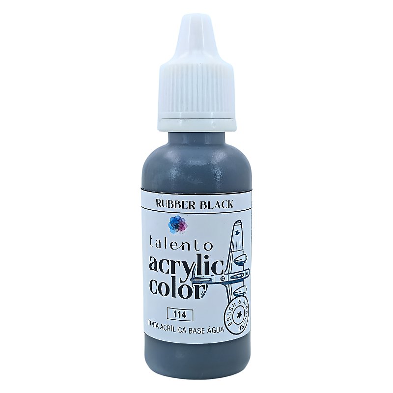 ACRYLIC COLOR 114 RUBBER BLACK 20ML UND - TalentoArtes