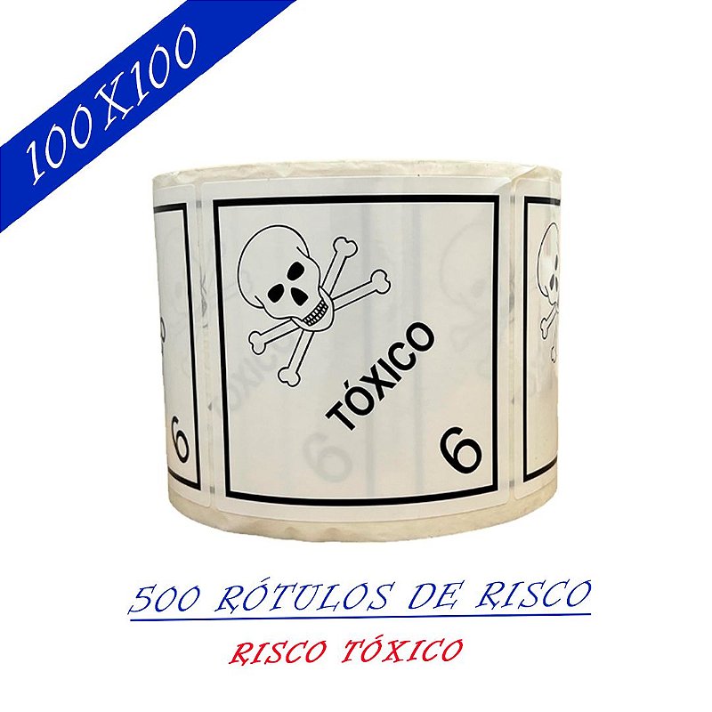 500 unidades Rótulo de risco 10x10 TÓXICO - Saymon Indústria e Comércio