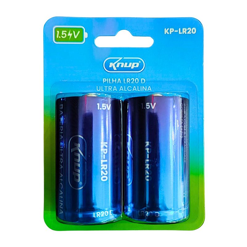 Pilha D Grande Lr20 Ultra Alcalina Cartela C/2 Unidades Knup ...