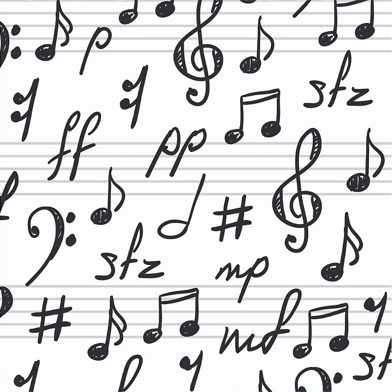 notas musicais em partituras - Aw Arte Design