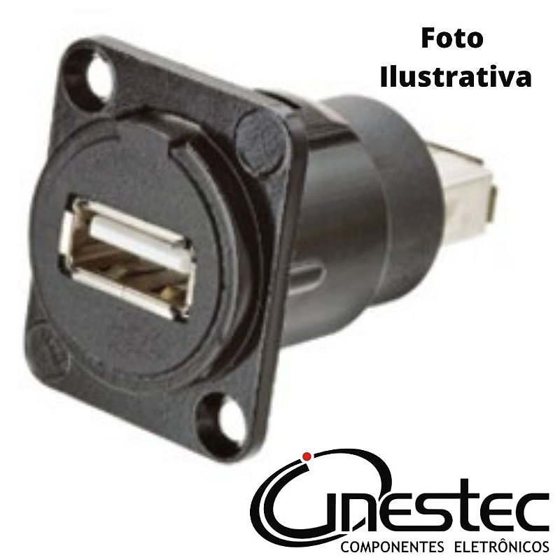 CONECTOR EMENDA FEMEA USB 2.0 METALICO PAINEL - Cinestec