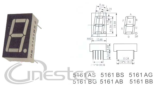 DISPLAY ANODO COMUM 7 SEG. VERMELHO 0,56 - HS-5161BS - Cinestec