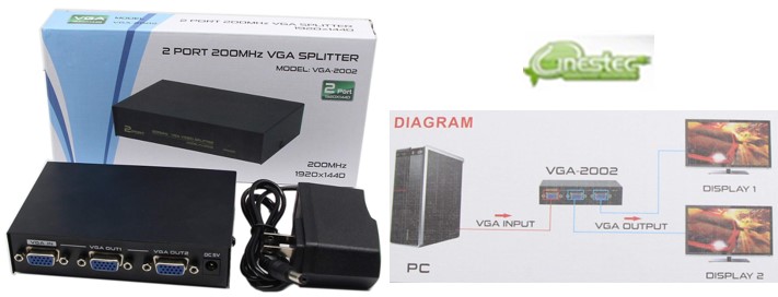 DISTRIBUIDOR (SPLITER) VGA 1 X 2 SAIDAS - VGA2002 - Cinestec