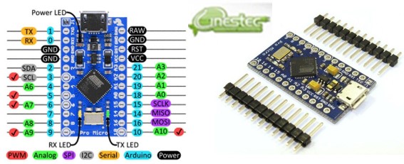 PLACA ARDUINO PRO MICRO ATMEGA32U4 - 5V - Cinestec