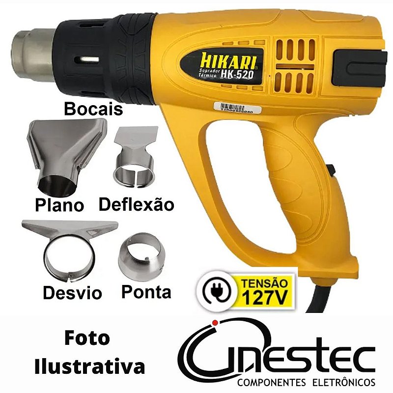 SOPRADOR / HEAT GUN / PISTOLA DE AR QUENTE HK-520 - 127V - 2000W - Cinestec