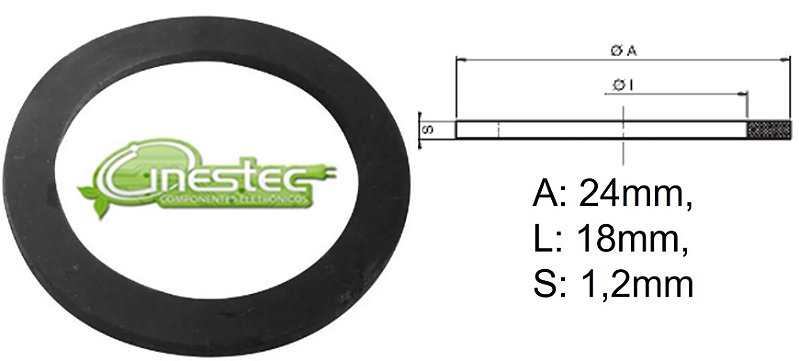 ANEL DE VEDACAO CHATO - M20 - NEOPRENE - 24x18x1,2mm - Cinestec