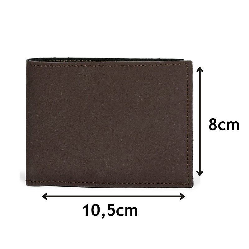 Carteira masculina couro ecológico nobuck café - Zarut
