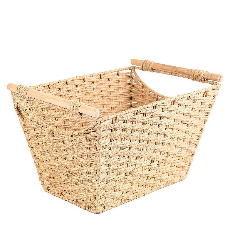 Cesto Retangular de Vime com Alça - 42cm x 26cm - Cidreira Casa