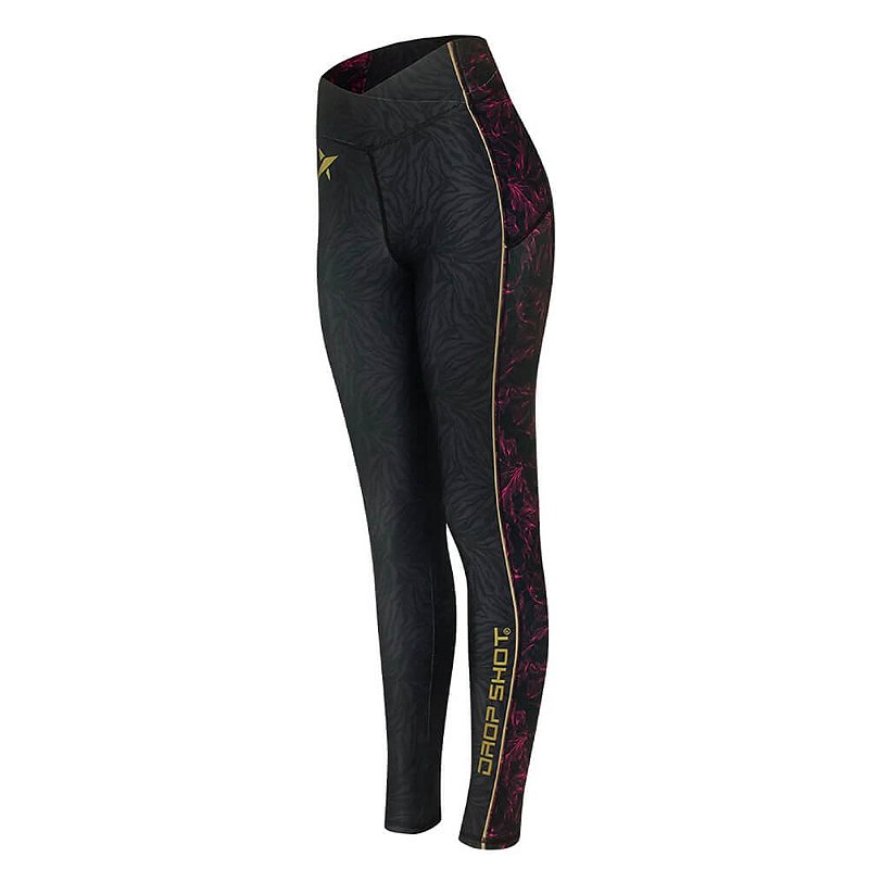 Legging Drop Shot Nicole 2.0 Preto/Rosa - Winner Raquetes