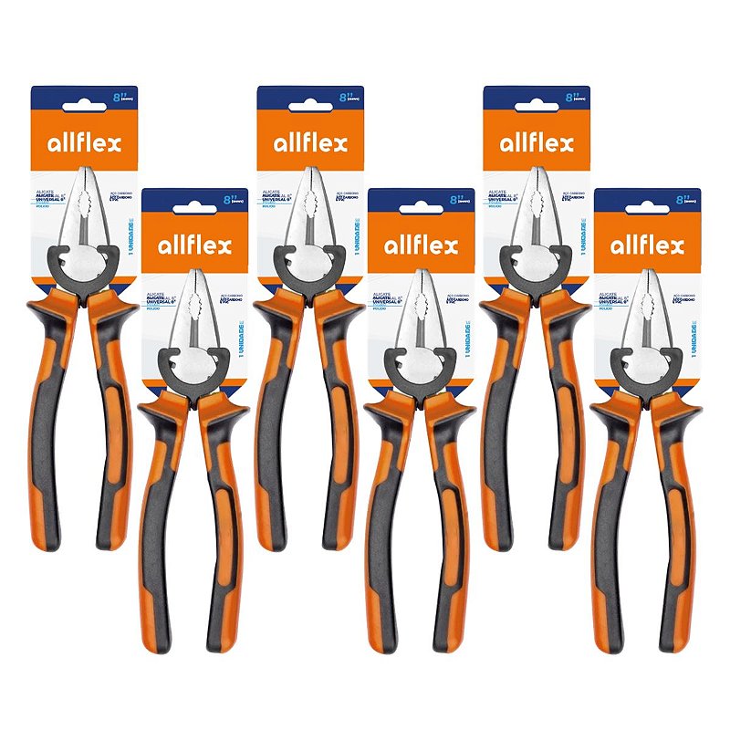 Kit 6 Alicates Universal 8 Pol allflex Aço Carbono Polido - LUP PLACE