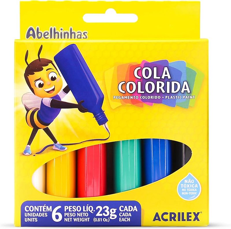 Cola Colorida Plastic Paint 23g 6 Cores Acrilex - Armarinho Toque Mágico