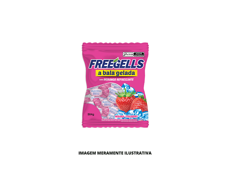 BALA FREEGELLS MORANGO RICLAN 584G - Roberto Distribuidora