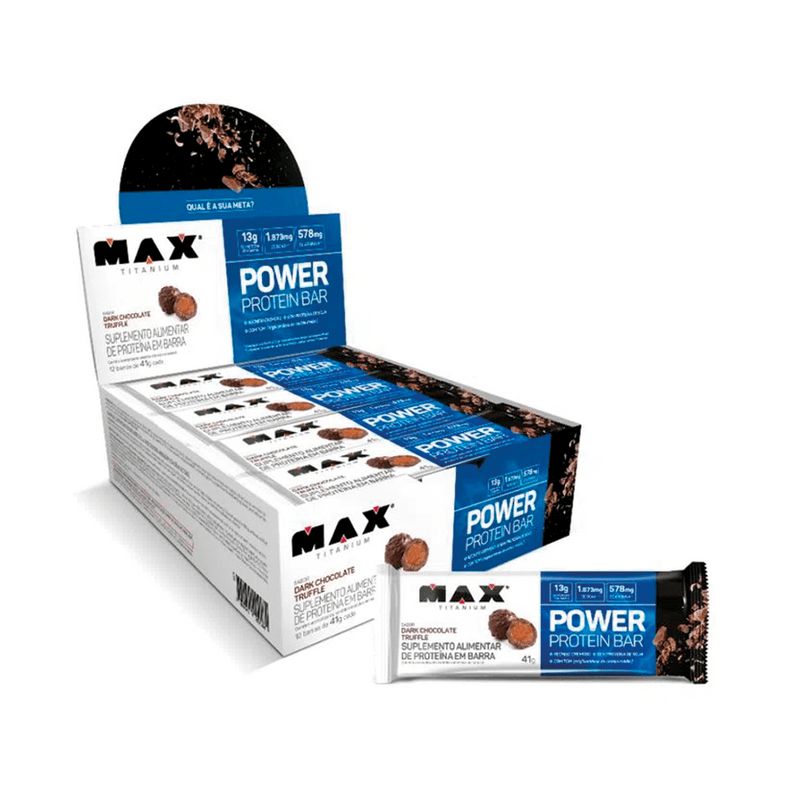 Power Protein Bar c/ 12 de 41g - DARK CHOCOLATE TRUFFLE - Max Titanium ...