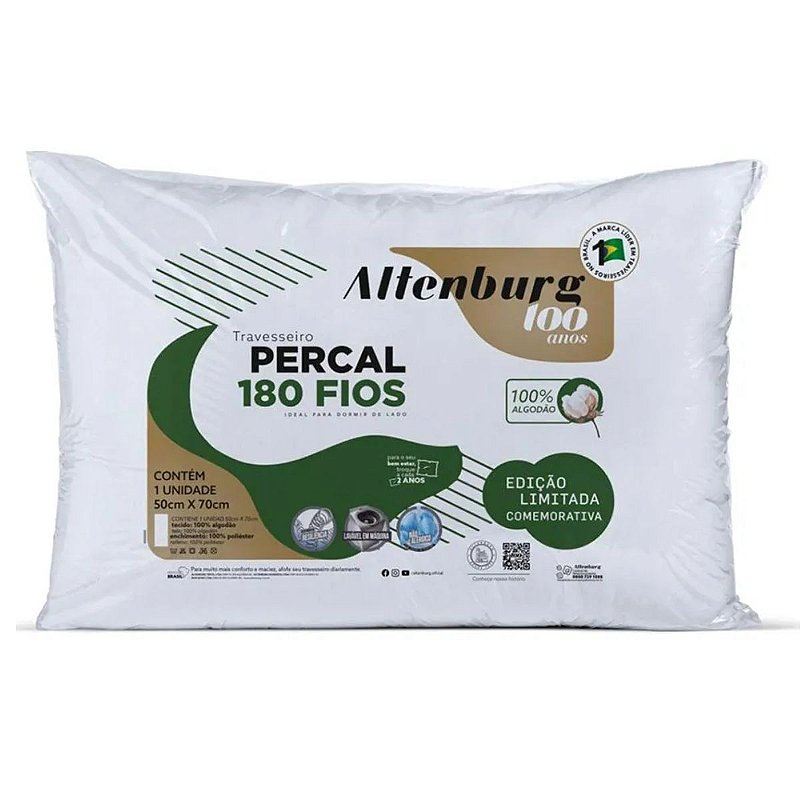 Travesseiro Percal 180 Fios Edição Limitada 50cm x 70cm - Lojas Aki Tem