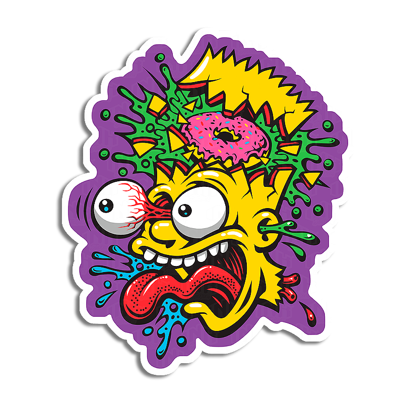 Adesivo A Prova D'água Os Simpsons Crazy Bart - InkStickers