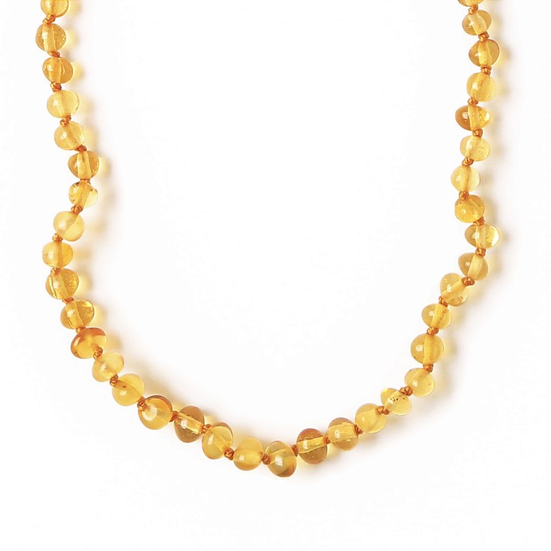Colar de âmbar Bebê Mel polido Barroco 33cm - Pedrinha Miudinha Âmbar