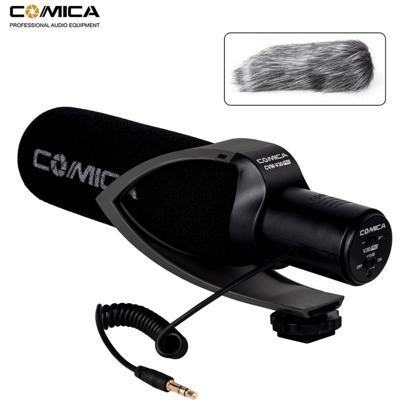 Microfone Comica CVM-V30 PRO Shotgun Direcional com WindMuff - Backup ...