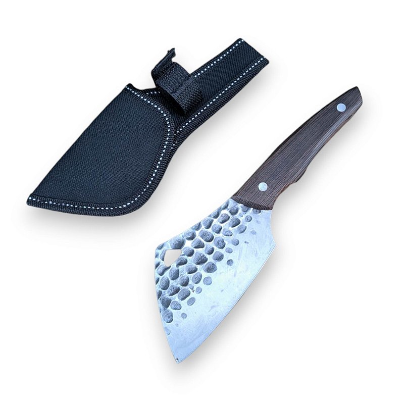 Faca Aço Inox Mini Cutelo FullTang Cabo Madeira Corta Osso - Febre do Aço